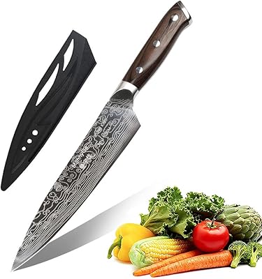 MITSUMOTO SAKARI 7 inch Japanese Santoku Chef Knife, High Carbon ...