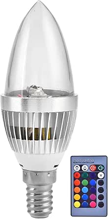 Amazon | E14/E12 3W RGB LED 燭台電球、色が変わるキャンドルライトランプ、リモコンキット付き、調光可能、シャンデリア、シーリングファン、装飾照明用 (E14透明 ...