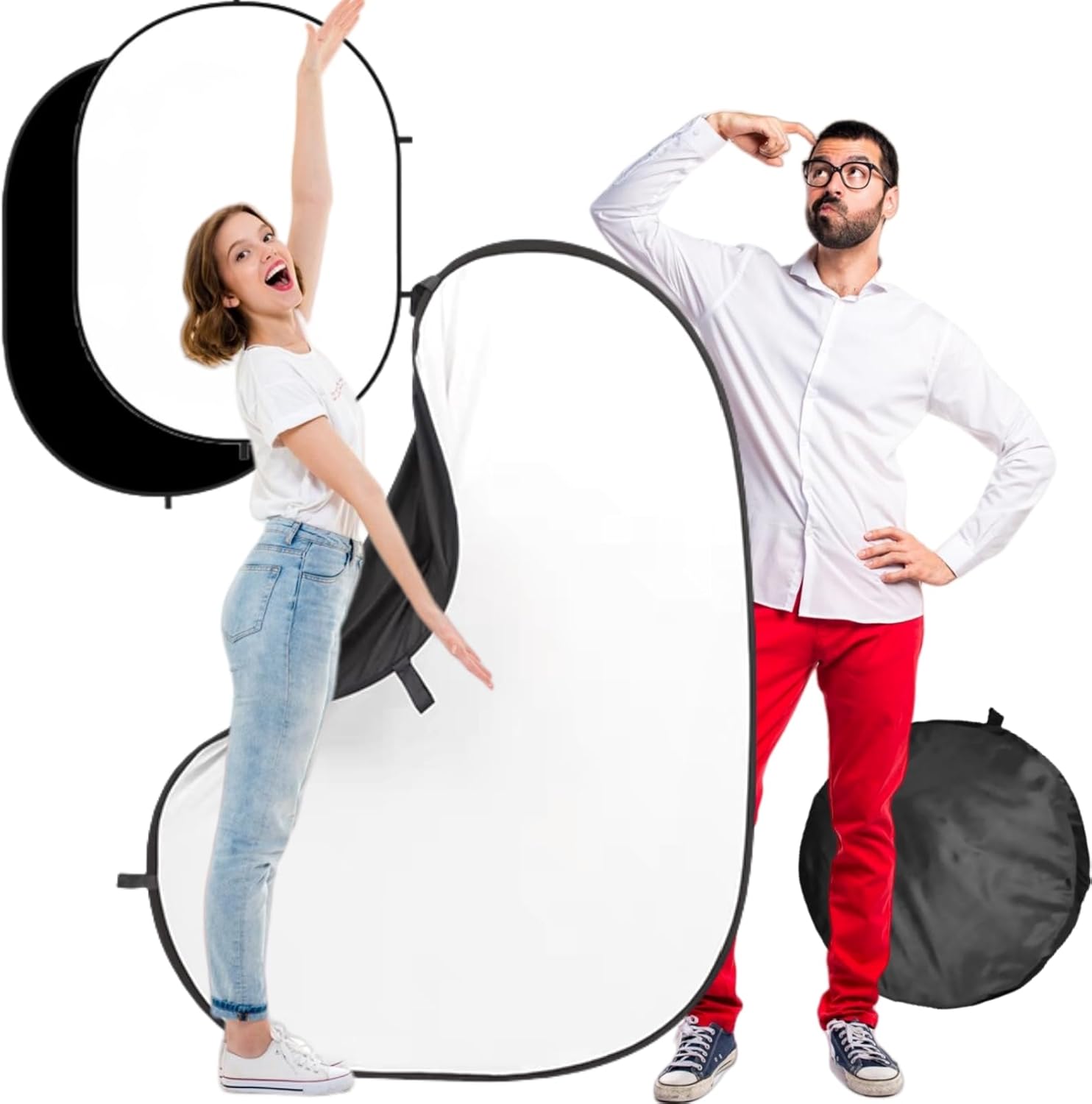 Amazon.com : 3.3 * 5 Ft Collapsible Backdrop Black White Pop Up Screen ...