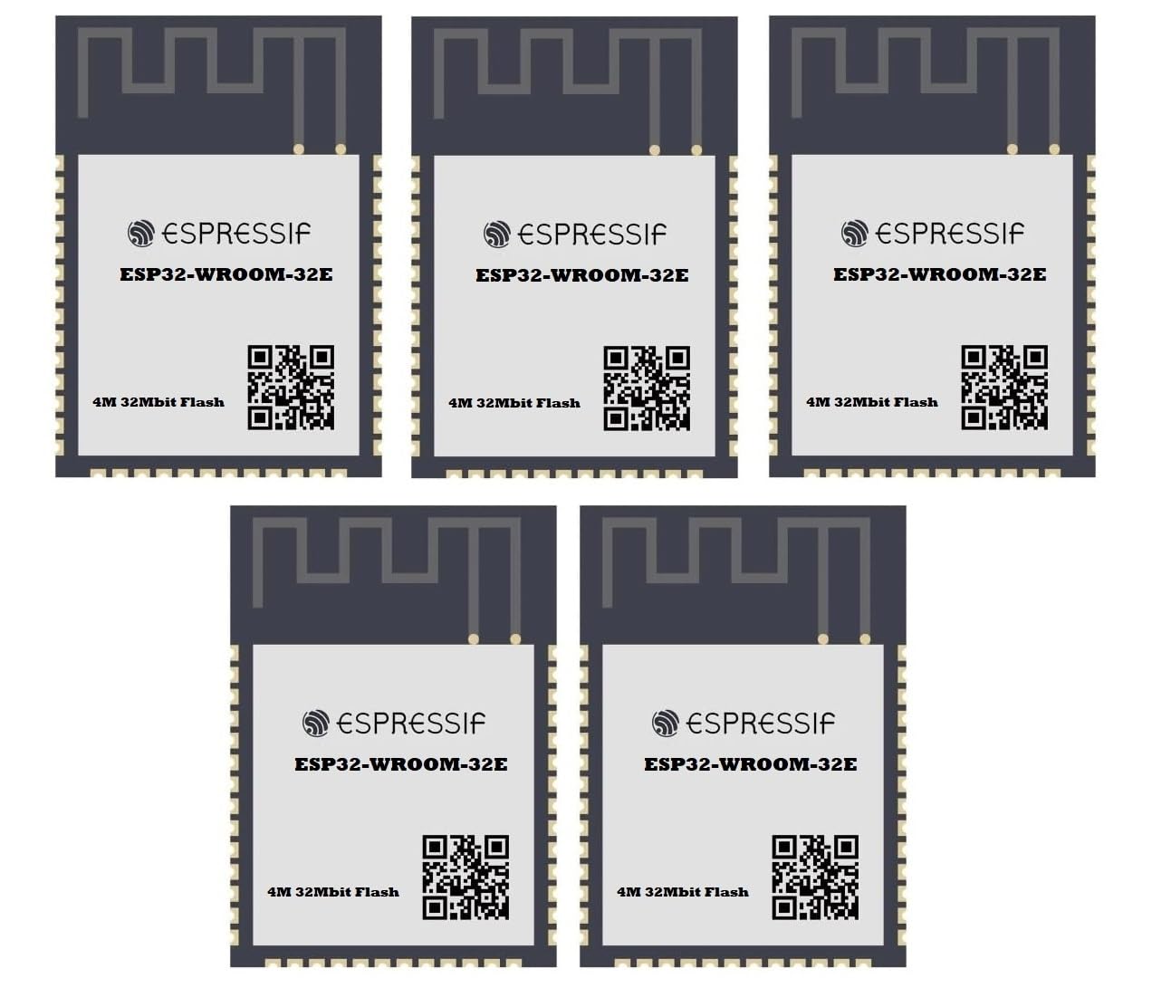 Espressif ESP32-WROOM-32E 4M 32Mbit Flash WiFi Bluetooth Module (Pack of 5) - Buy Espressif ...