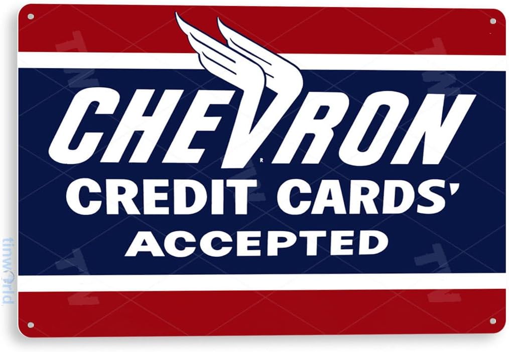Amazon.com: Tinworld Tin Sign: Chevron Credit Cards Oil Gas Parts ...