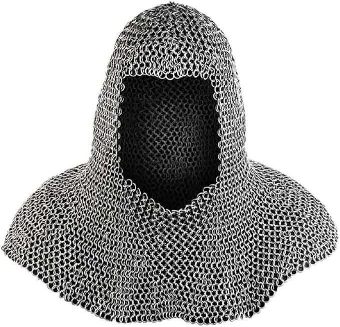 Amazon.com: Medieval Chainmail Coif Hood, Silver Chain Mail Armor ...