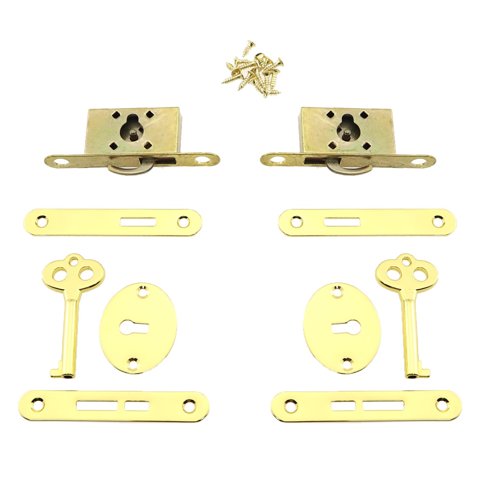 ZQIY 2 Sets Vintage Bronze Drawer Lock Mini Box Lock Cylinder Lock ...