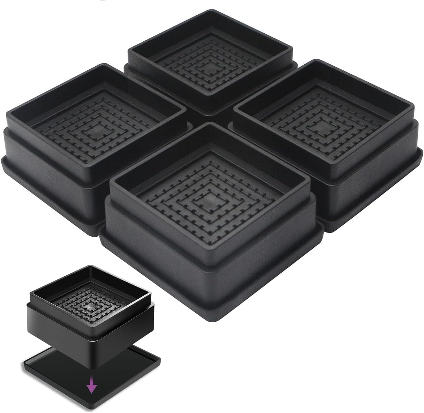 Amazon.com: Bed Risers 1 Inch, Pack of 4, Furniture Risers with Anti ...