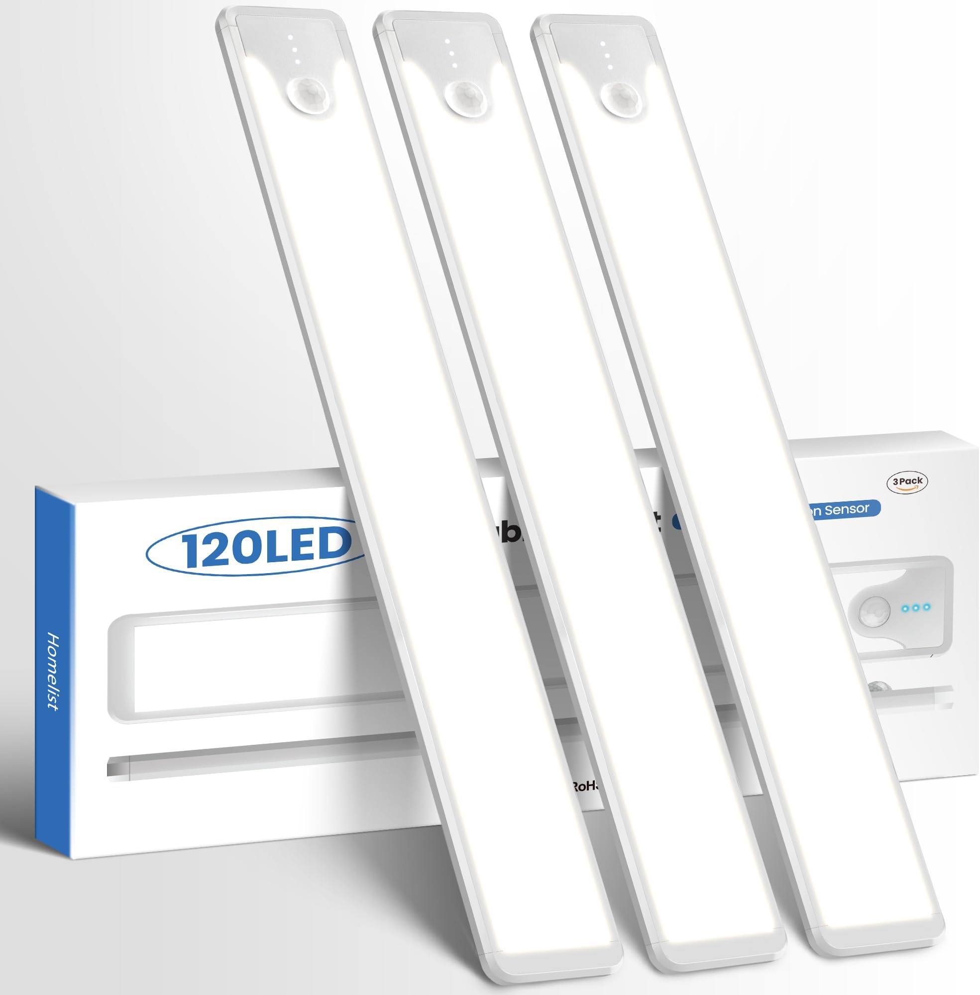 Homelist Under Cabinet Kitchen Lights, 3 Pack Motion Sensor Lights ...