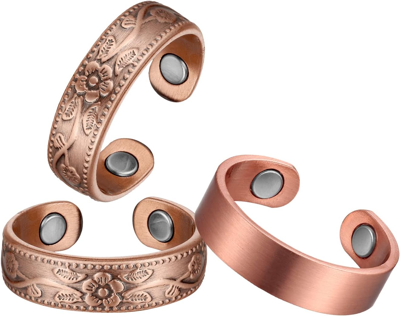 Amazon.com: MagEnergy Magnetic Copper Rings for Women, Magnetic Finger ...