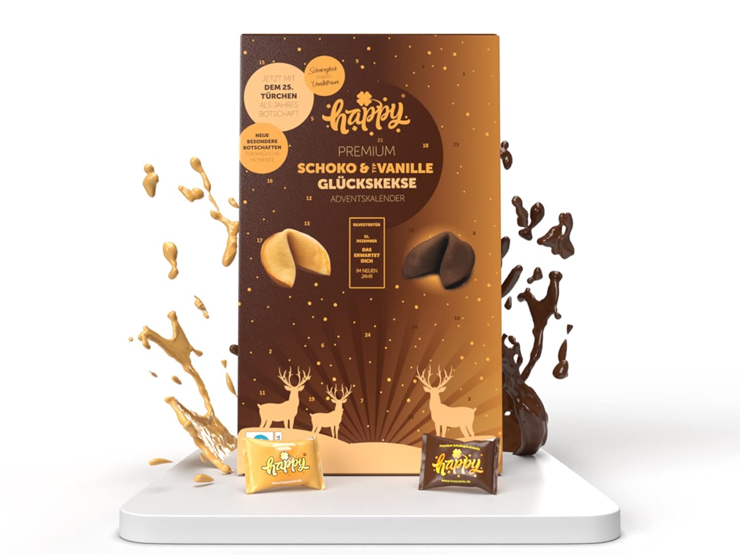 Happy Schoko Adventskalender – 24 Schoko-Glückskekse mit inspirierenden ...