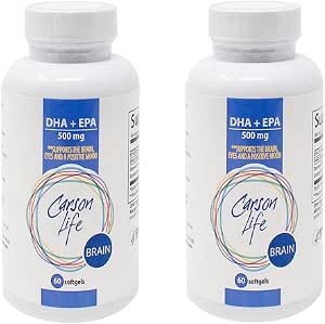 Amazon.com: Carson Life Suplemento cerebral DHA y EPA, 60 cápsulas ...
