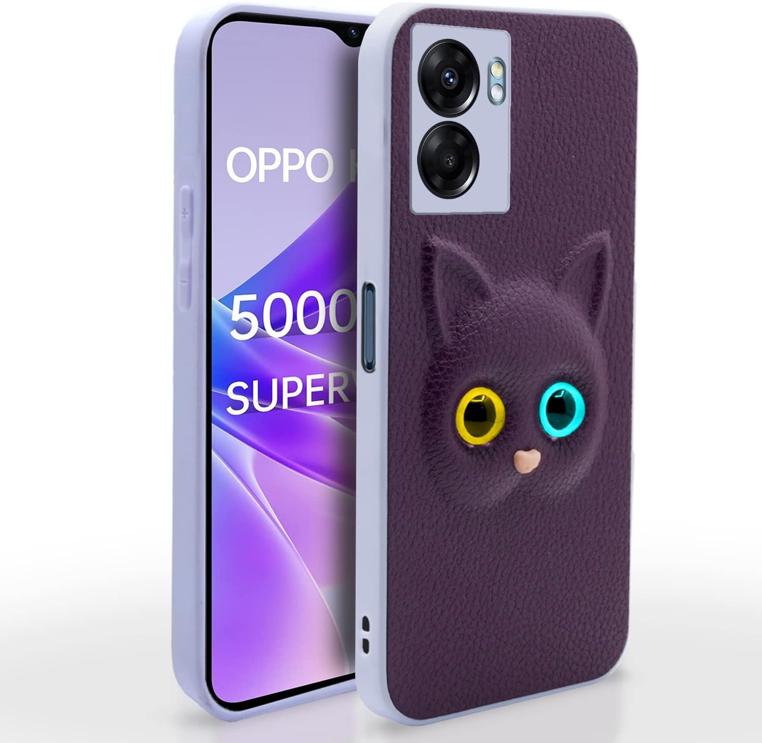 Pikkme Oppo K10 5G Back Cover for Girls | Cute Cat Leather Finish ...