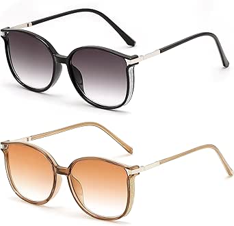 Amazon.com: FEISEDY 2 Pack Stylish Reader Sunglasses for Women Fashion Lightweight UV400 ...