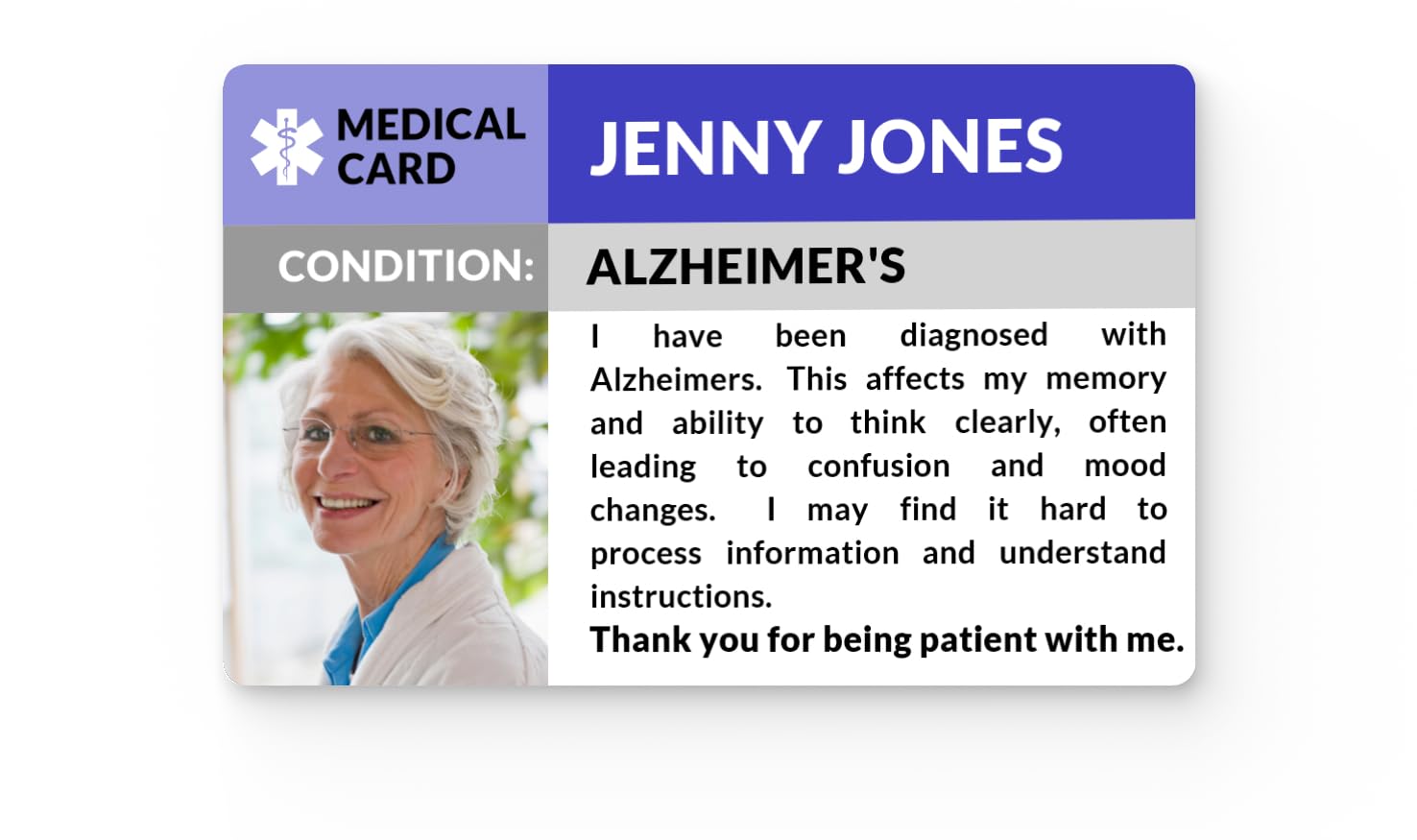 Alzheimer's Photo Awareness Medical ID Alert Card : Amazon.co.uk ...