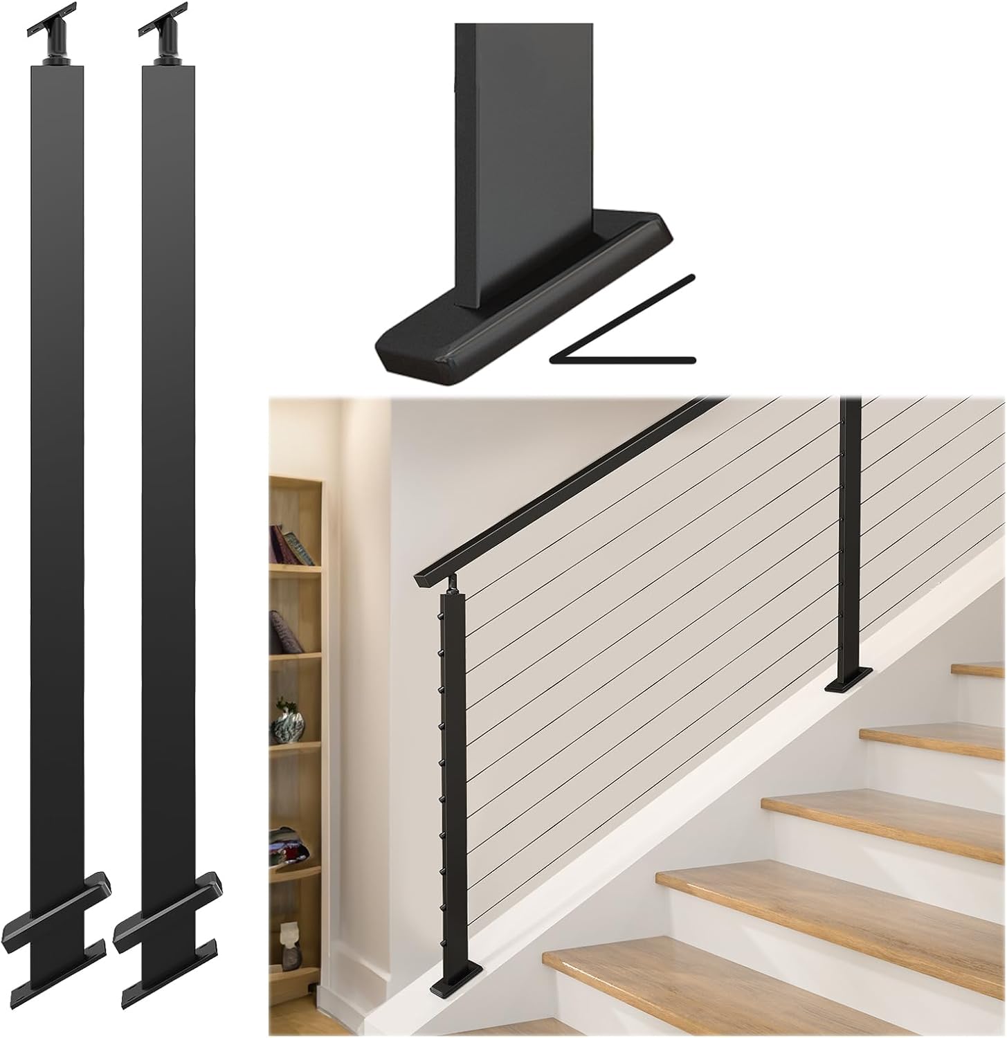 Muzata 2Pack 30° Slope Post Knee Wall 36"x1"x2"(Post Body 35") 30 ...