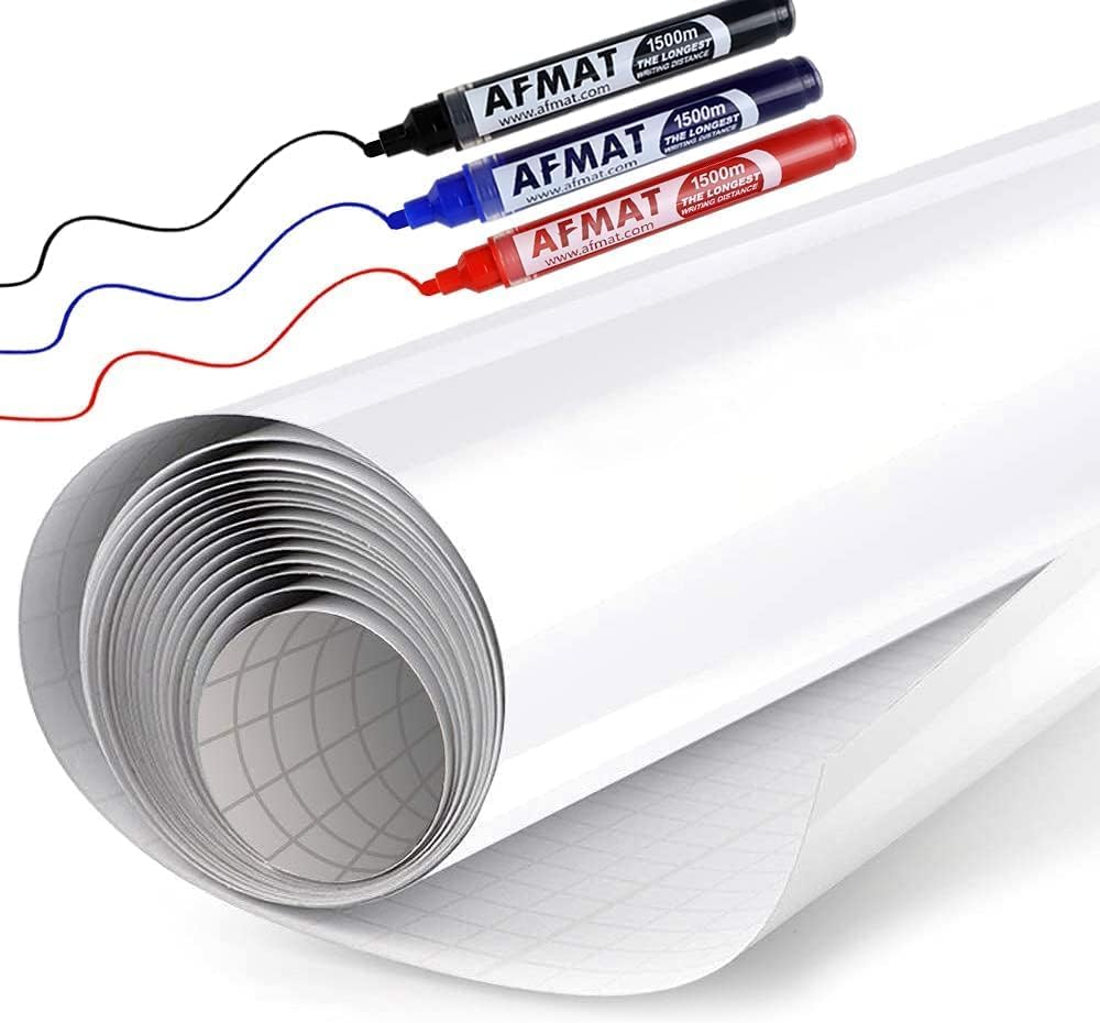 AFMAT Whiteboard Paper Sticker Roll Large for Wall, 44x335CM Self ...