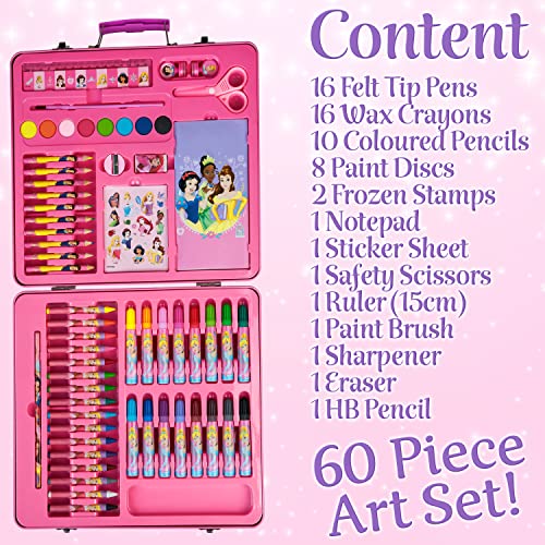 Disney Princess Art Set, Arts and Crafts for Kids 60 Pieces Colouring ...