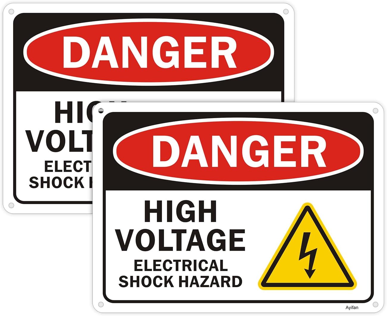 Amazon.com: Danger High Voltage Sign, Dimne, Package 4 Mil Vinyl Decal ...