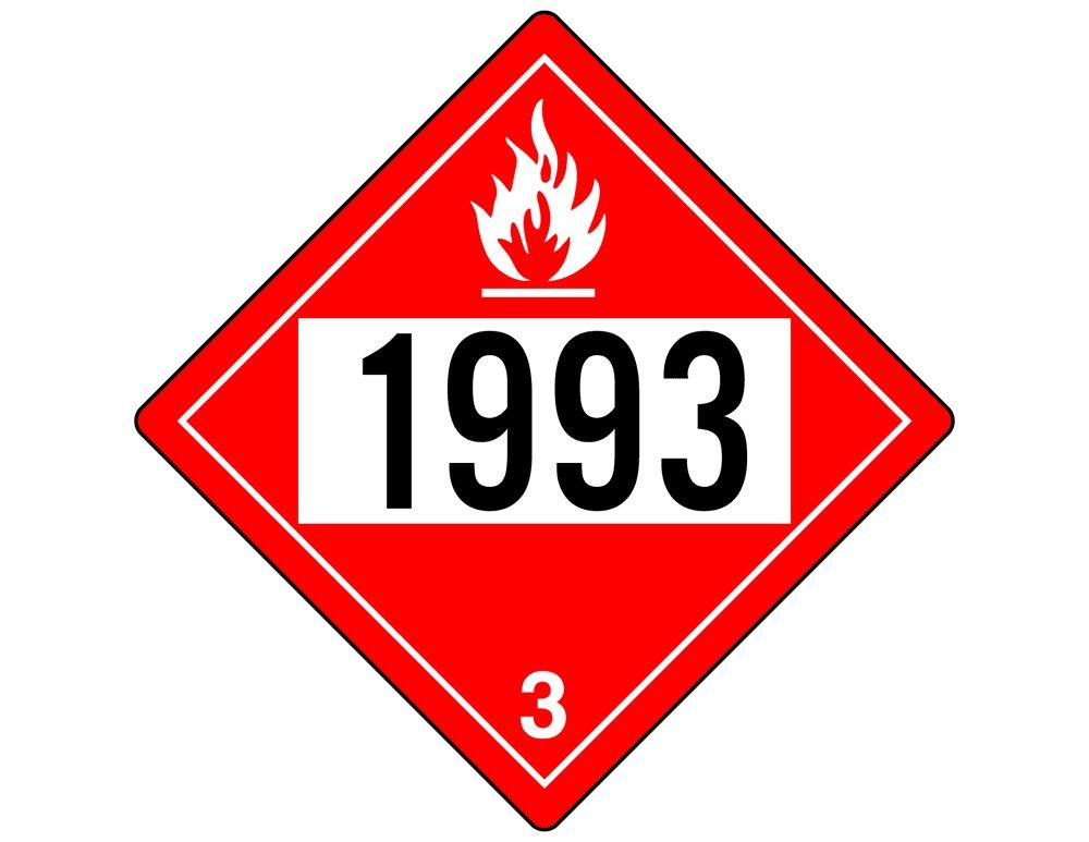 Amazon.com: ComplianceSigns.com Flammable 3 1993 DOT Safety Sign, 10.75 ...