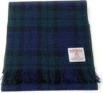 Scott and MacKenzie Harris Tweed Black Watch Tartan Scarf at Amazon Men ...