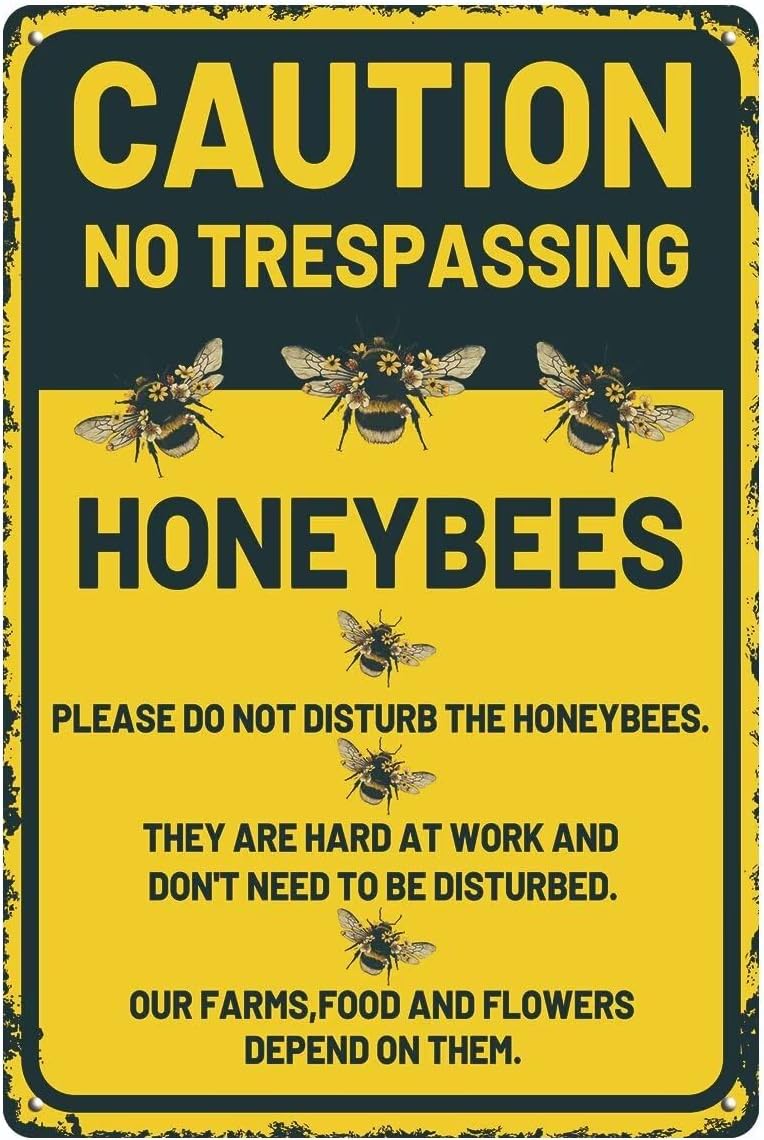 Amazon.com: Bee Sign Caution No Trespassing Honeybees At Work Sign 12x8 ...