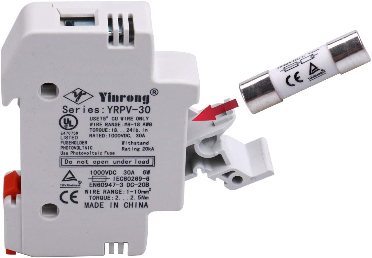 Snapklik.com : ZOOKOTO 2 PCS Solar Fuse Holder 30A 1000V DIN Rail Mount ...