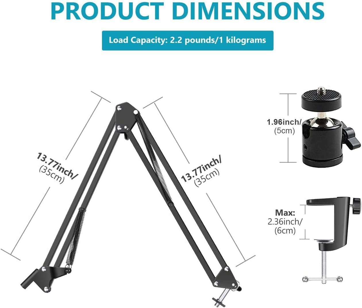 Webcam Stand, Webcam Clamp Mount Suspension Scissor Tripod Stand Holder ...