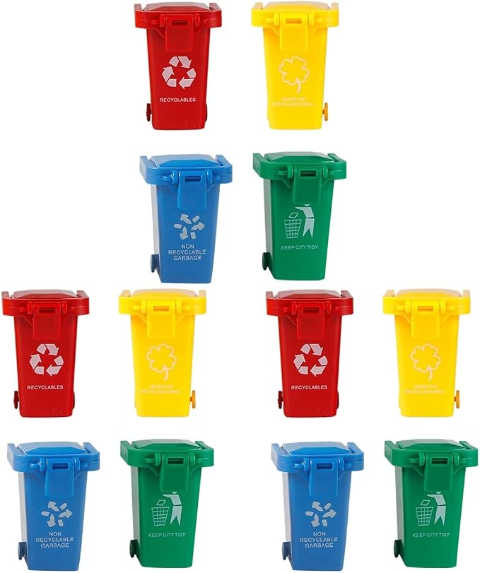 Amazon.com: Yardwe Mini Trash Can Toy, 12PCS Plastic Push Vehicles ...