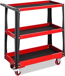 Amazon.com: XCX 3 Tier Tool Cart with Wheels, Heavy-Duty Steel Utility Rolling Cart, 660 lbs ...