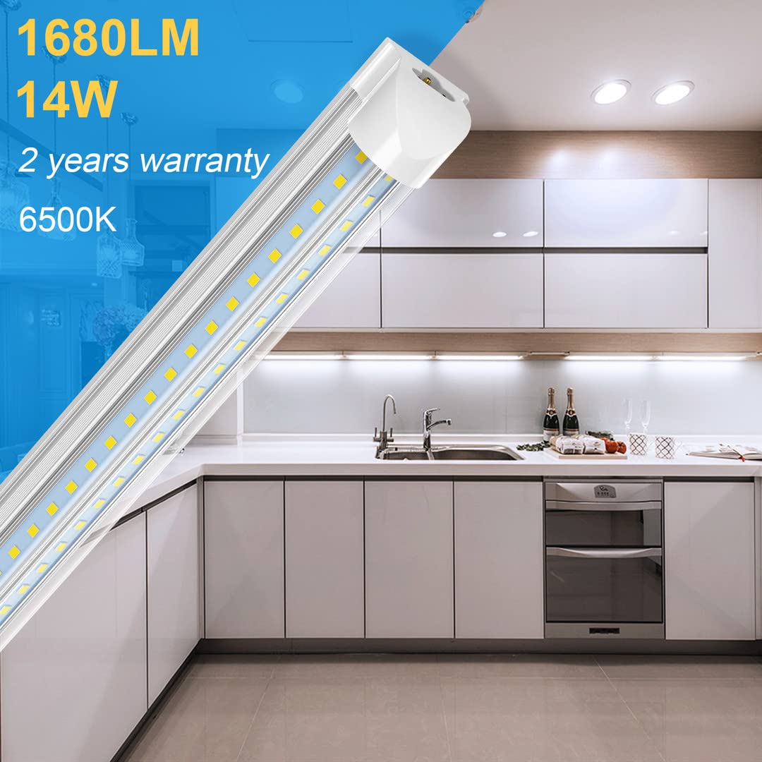 CNSUNWAY LIGHTING 2FT LED Light Fixture, 14W 1680LM T8 Integrated LED ...