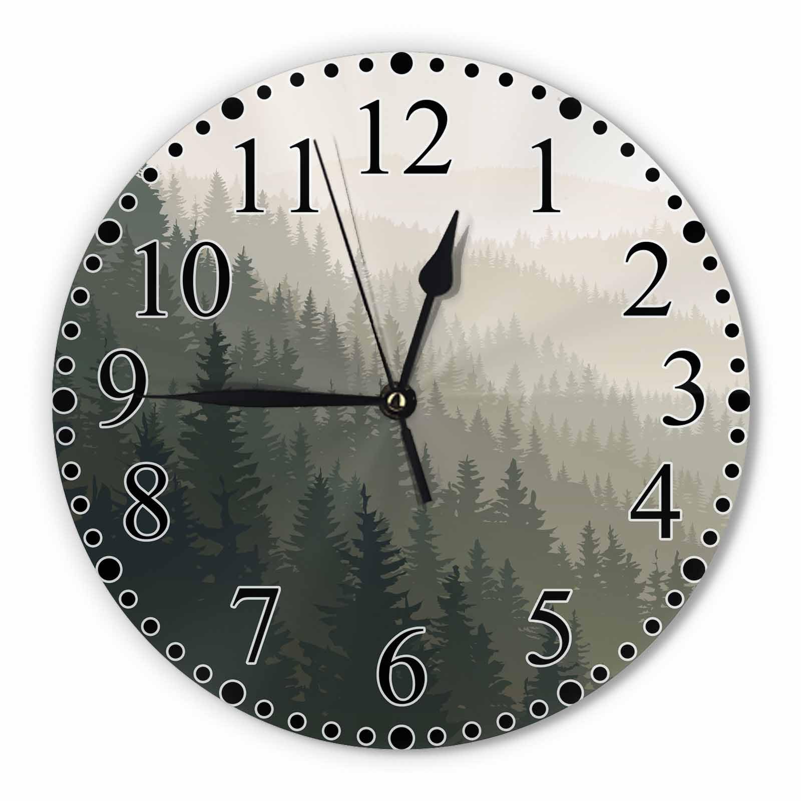 Amazon.com: Nature Tree Fog Valley Spruce Scene Wall Clock Mist Mystery ...