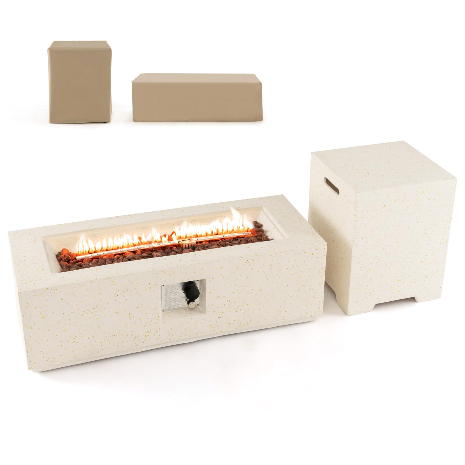 Amazon.com: Tangkula 50,000 BTU Propane Fire Pit Table Set, 42 ...