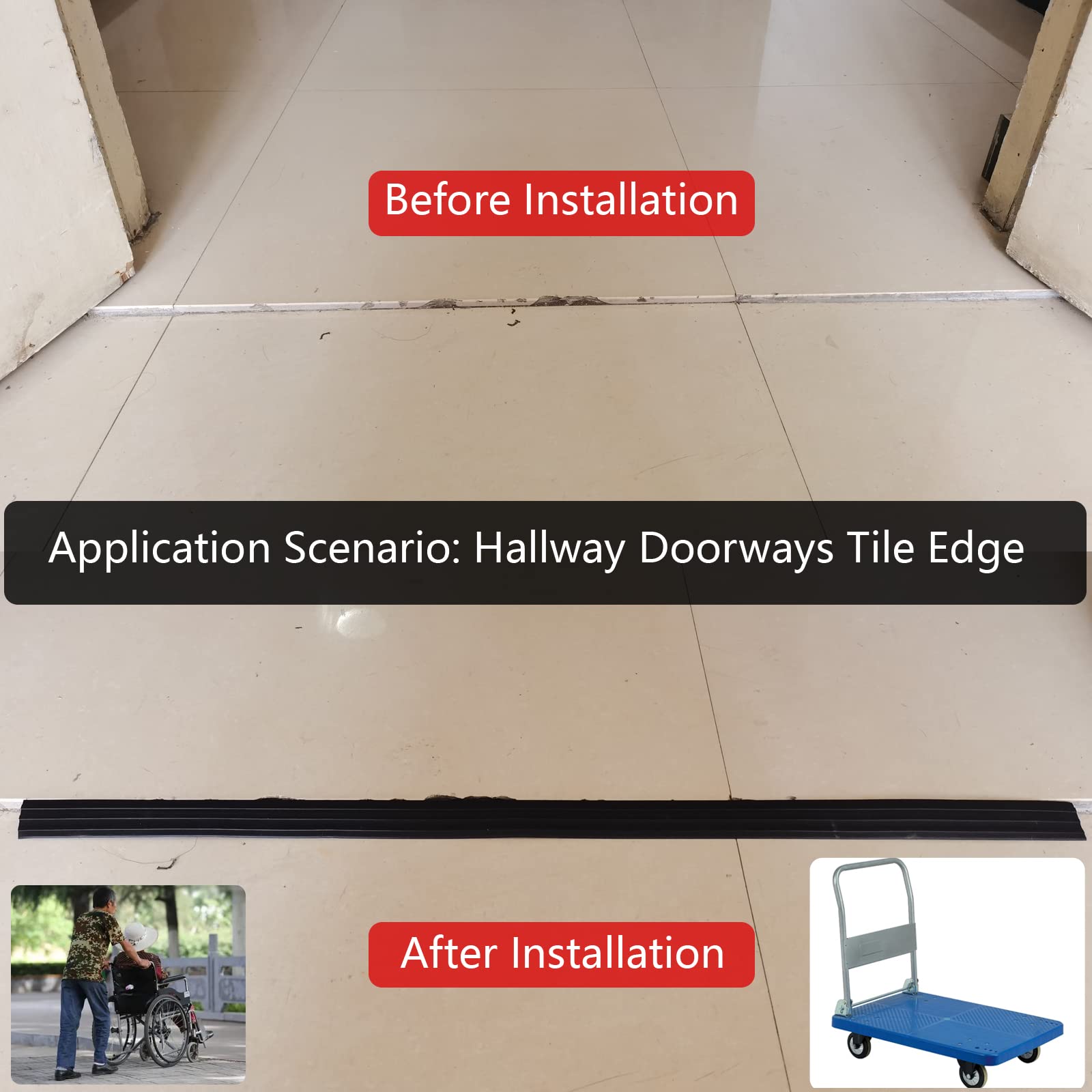 Snapklik.com : 1cm Rise Non Slip Solid Rubber Portable Sill Scooters ...