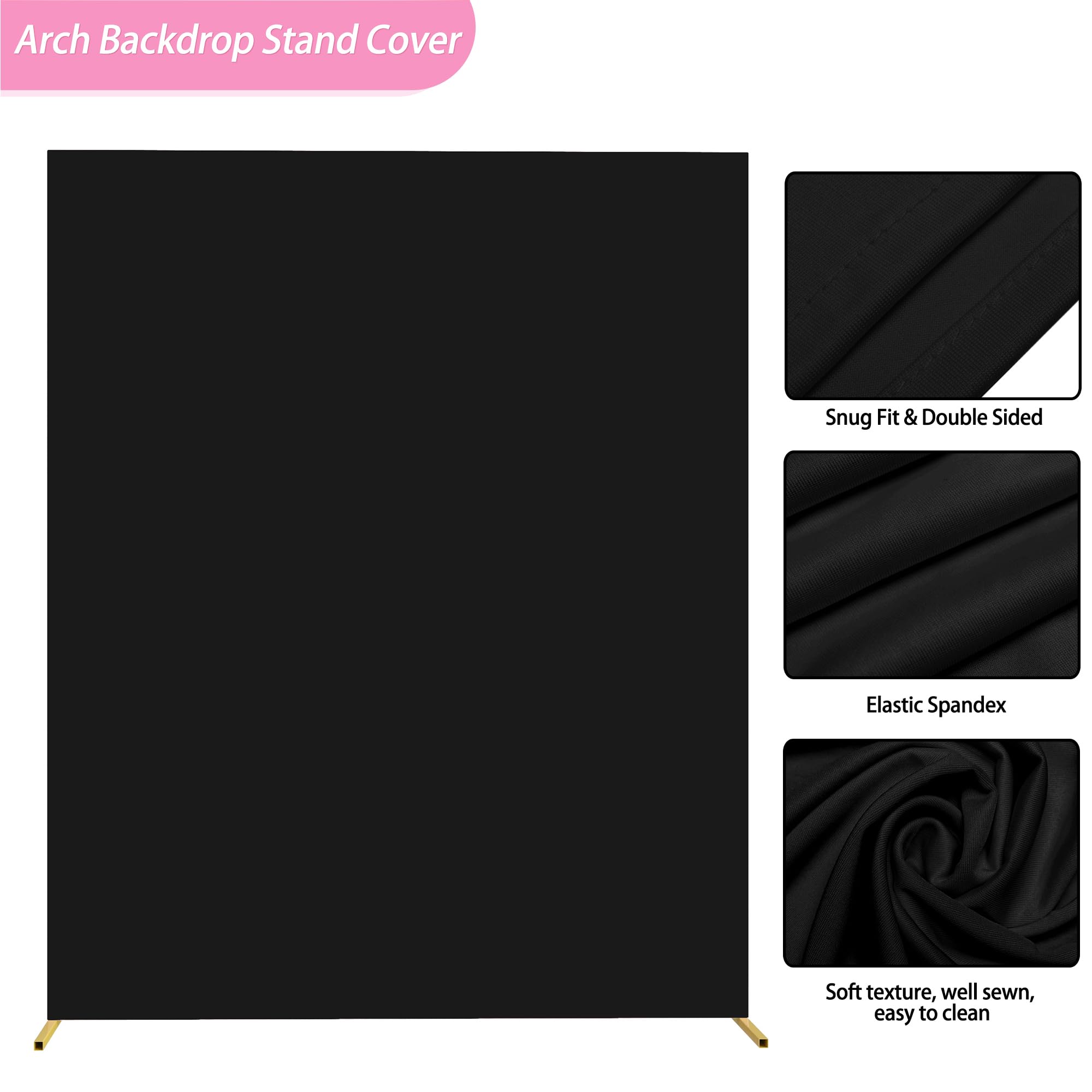 Snapklik.com : Wedding Arch Cover Black 6.6FT X 5.2FT Square Spandex ...