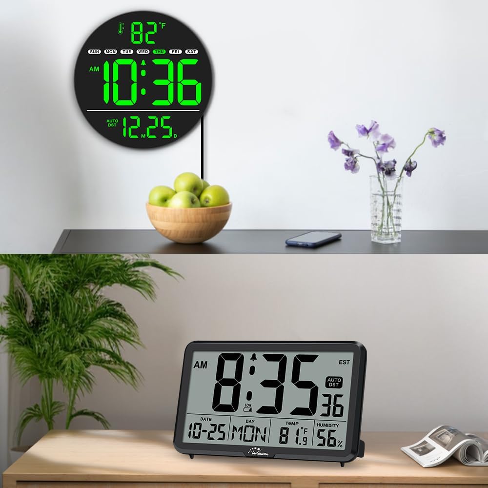 Amazon.com: WallarGe Autoset Wall Clock+LED Digital Wall Clock : Home ...