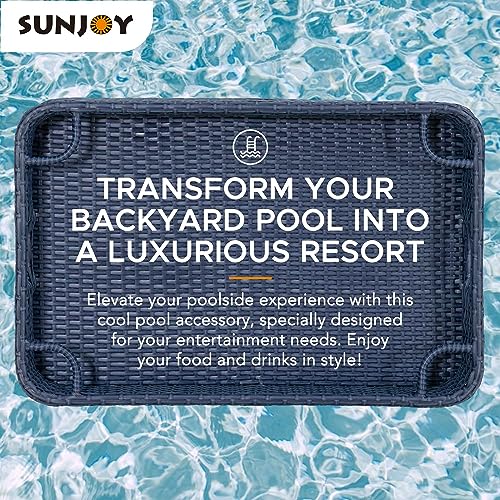 Snapklik.com : Sunjoy Wicker Floating Tray 36x24 In Aluminum Frame Pool ...