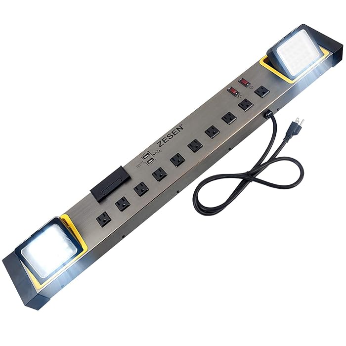 Buy ZESEN ZESEN 10-Outlet Power Strip with LED Worklight Surge ...