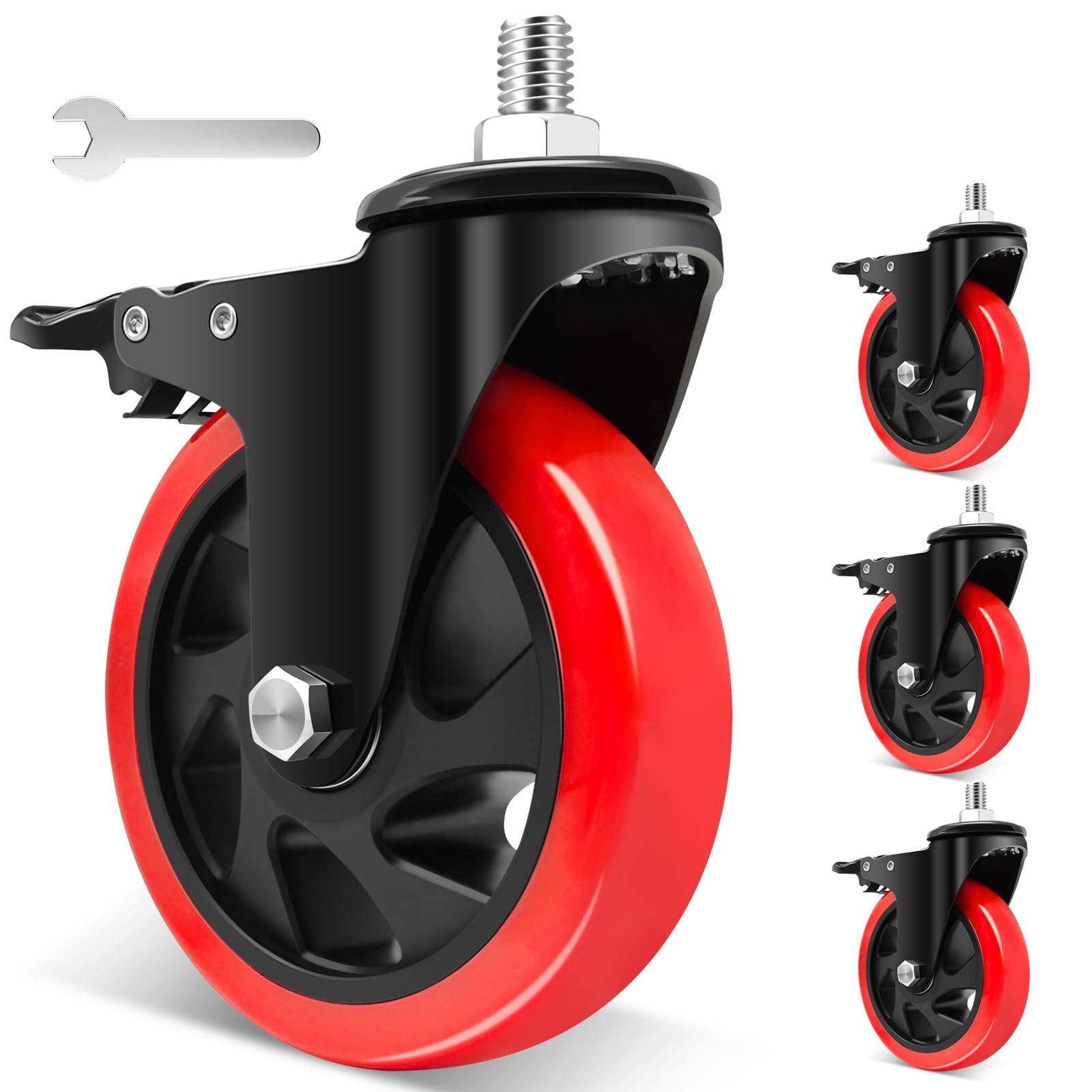 Snapklik.com : 5 Inch Stem Caster Wheels, Heavy Duty Threaded Stem ...