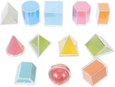 TEHAUX 12Pc 3D Geometric Solids Manipulative Models Set 2 Inch ...
