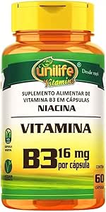 Unilife Niacina Vitamina B3-60 Cápsulas, Complexo de Vitamina B | Amazon.com.br