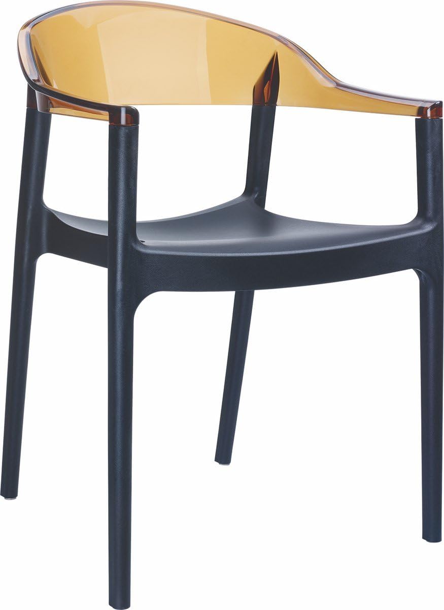 Amazon.com - Carmen Modern Dining Chair Black Seat Transparent Amber ...