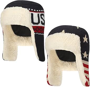Amazon.com: Liitrsh 2 Pcs USA Winter Hat Patriotic America Flag ...