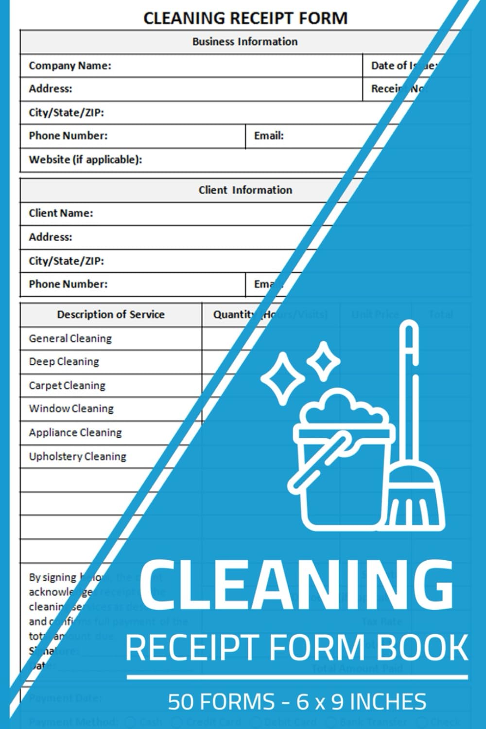Cleaning Receipt Form Book: House Cleaning Service Receipt Forms | 50 ...