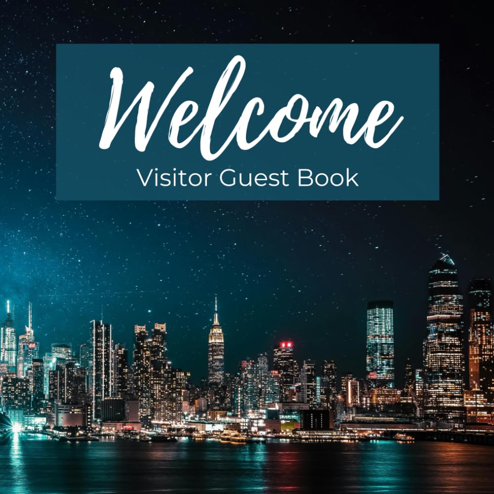 City and Downtown Theme Visitor Guest Book and Welcome Sign-In Log Book ...