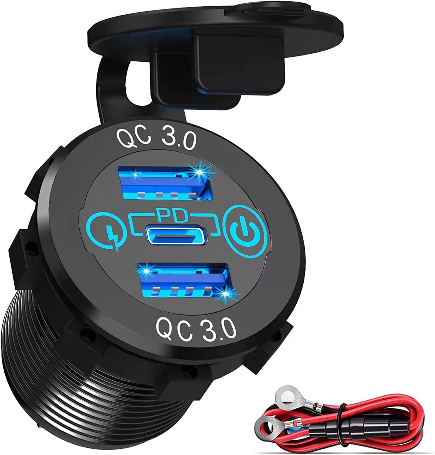 ELECDON Car Charger Socket, 12V/24V Triple USB Outlet 20W PD & 18W QC3 ...
