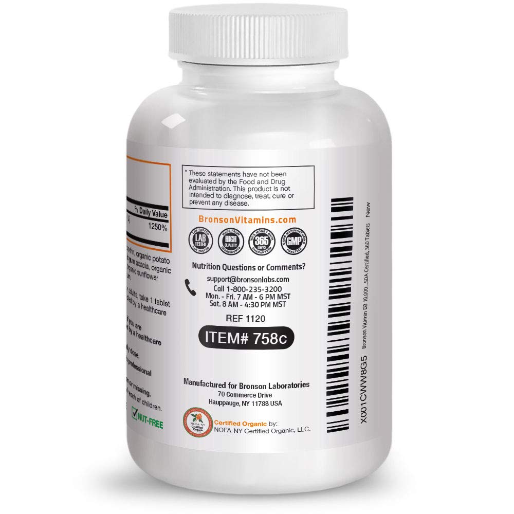 Bronson Vitamin D3 10,000 IU (250 mcg) 1 Year Supply for Immune Support ...