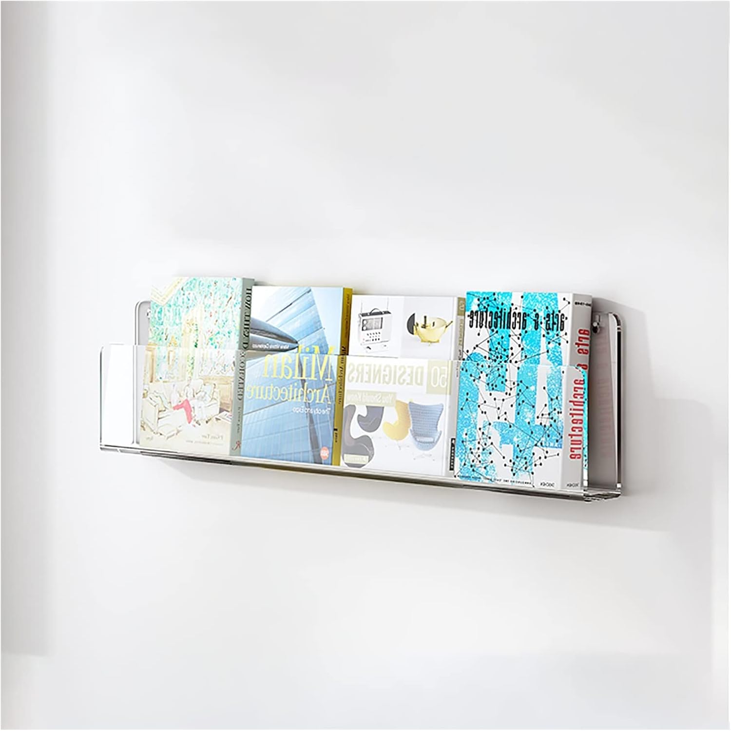 Amazon.com: 1 Tier Clear Acrylic Magazine Holder, Wall Mount Bookshelf ...