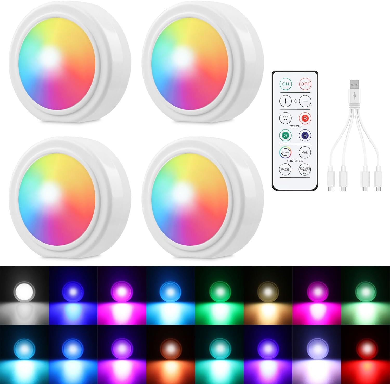 Amazon.com: 4PCS Wireless Car LED Lights with Remote Control, 16 Colors ...