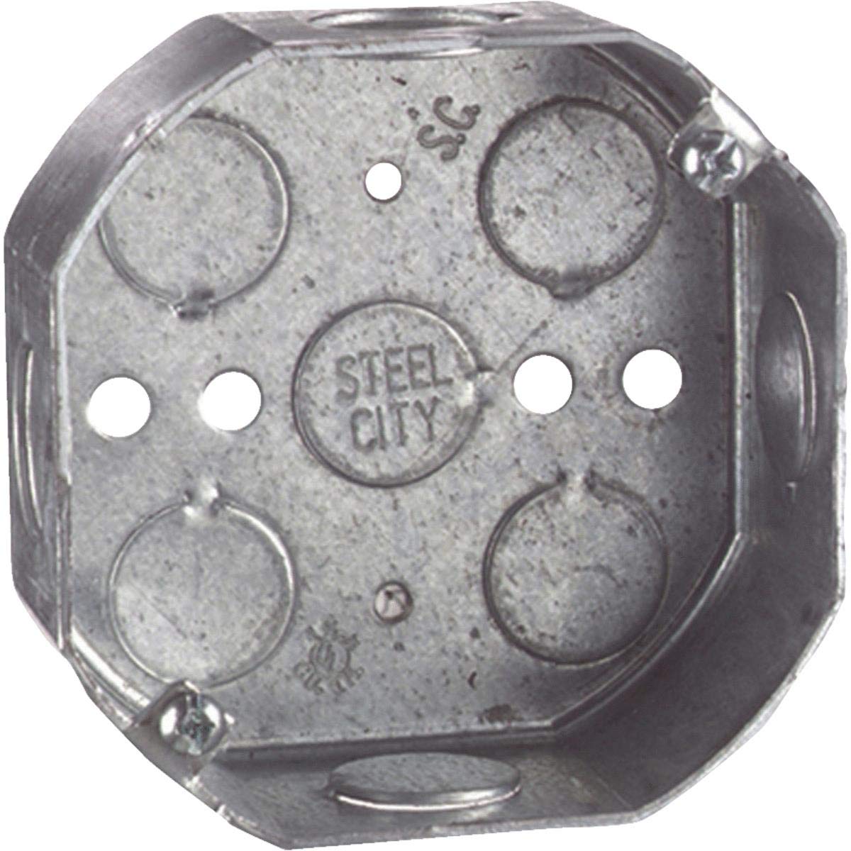 Steel City 54151-1/2&3/4 Outlet Box, Octagon, Drawn Construction, 4 ...