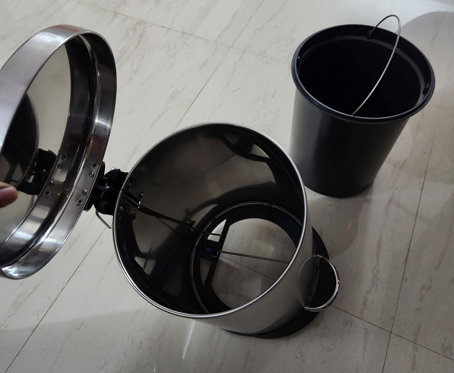 Amazon Brand - Solimo Stainless Steel Perforated Dustbin with Rubber ...