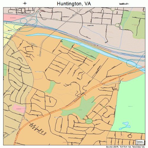 Amazon.com : Large Street & Road Map of Huntington, Virginia VA ...