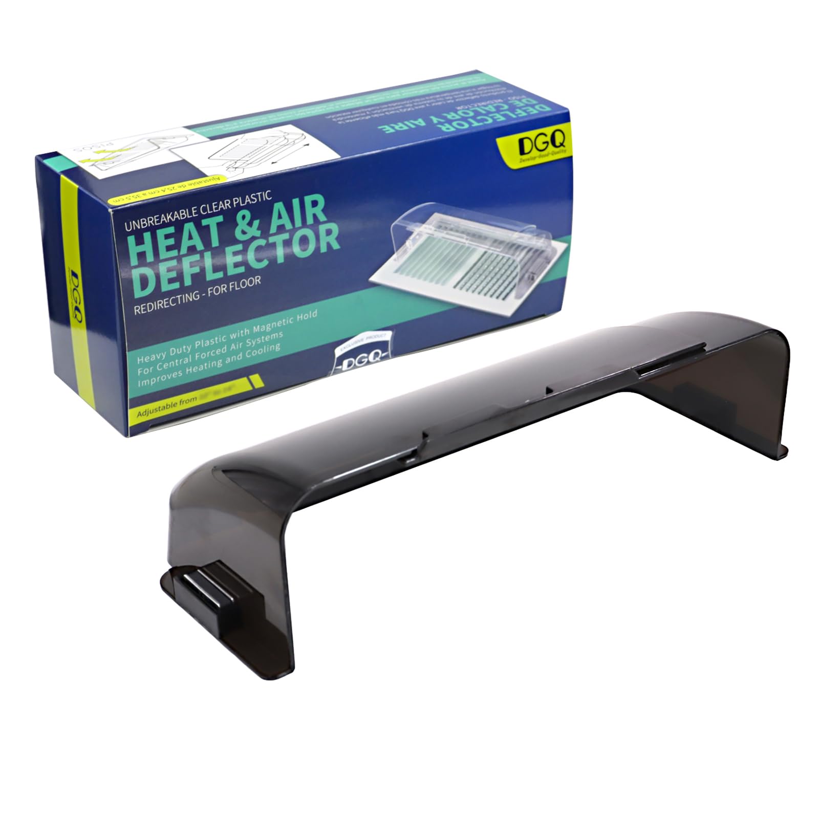 DGQ Unbreakable Air Deflector 8" to 12" Black Adjustable Heat and Air ...