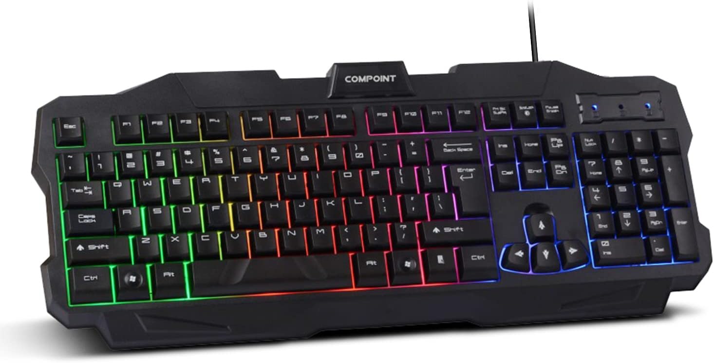 Compoint Gaming Keyboard RGB Illumination USB Wired for PC Gamers, PS4 ...